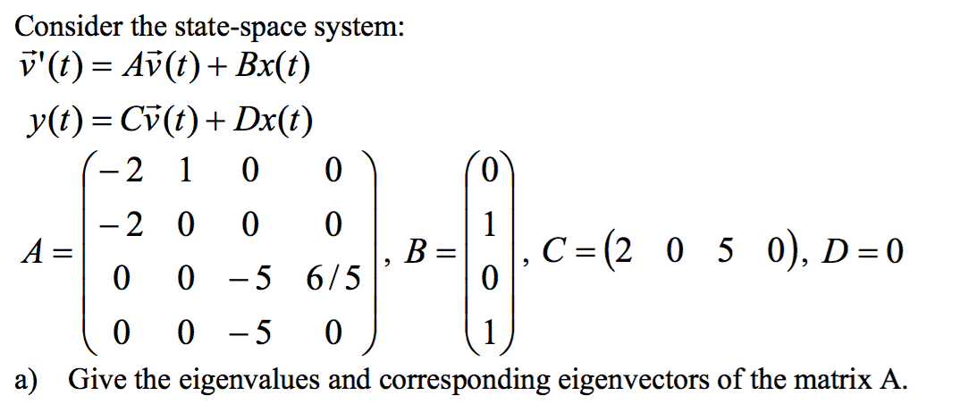 Solved Consider the state-space system: Give the | Chegg.com