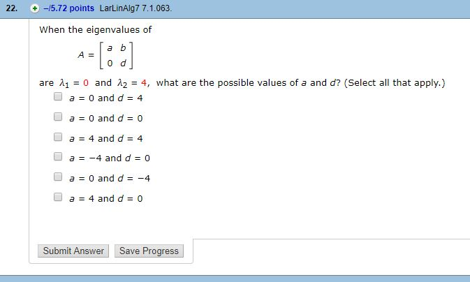 Solved When The Eigenvalues Of A A B 0 D Are Lambda1 