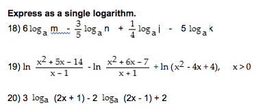 Solved Express as a single logarithm 18) 6loga m. ^log. n a. | Chegg.com