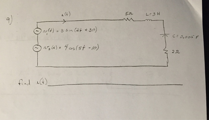 Solved C = 0.005 F 2 ohm find e(t) | Chegg.com