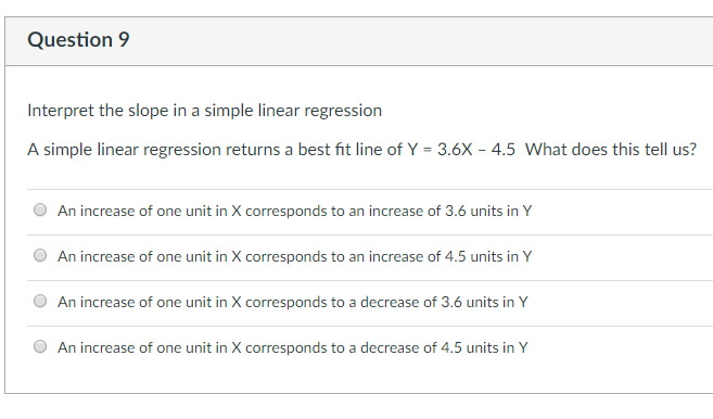 Solved Question 9 Interpret the slope in a simple linear | Chegg.com