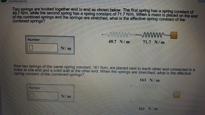 Solved racmilan leaning Two springs are hooked together end | Chegg.com