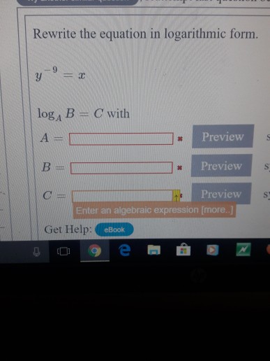 Solved Rewrite the equation in logarithmic form. 108a B = C | Chegg.com
