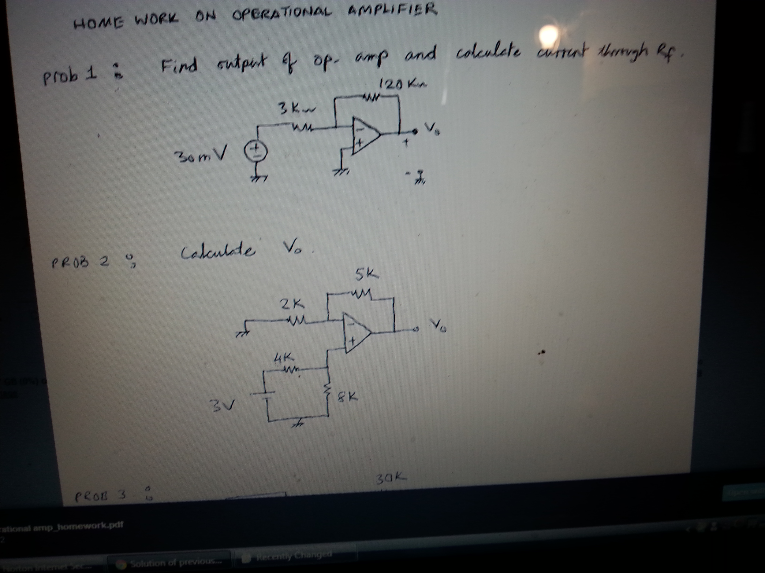 Solved HOME WORK ON OPERATIONAL AMPLIFIER Find output of | Chegg.com
