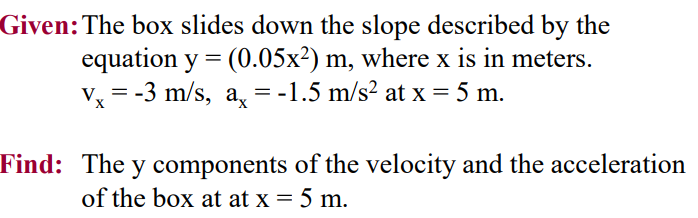 Solved Given: The box slides down the slope described by the | Chegg.com