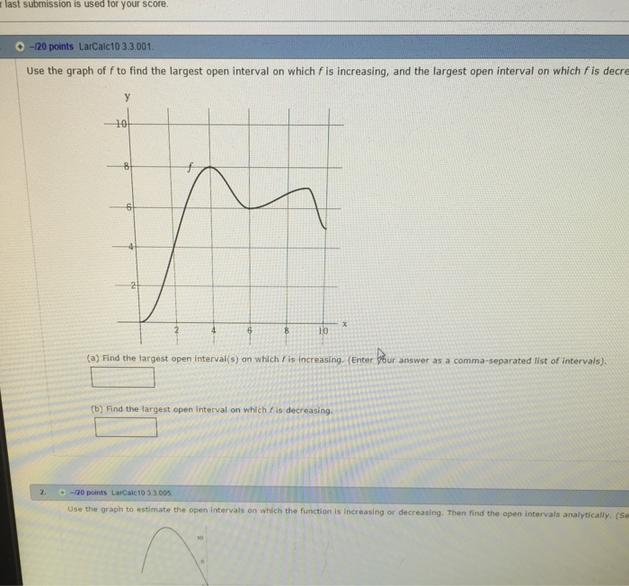 Solved -/20 points LarCalc 10.3.3.001. Use the graph of f to | Chegg.com