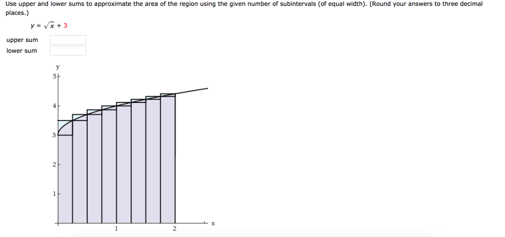 Solved Use upper and lower sums to approximate the area of | Chegg.com