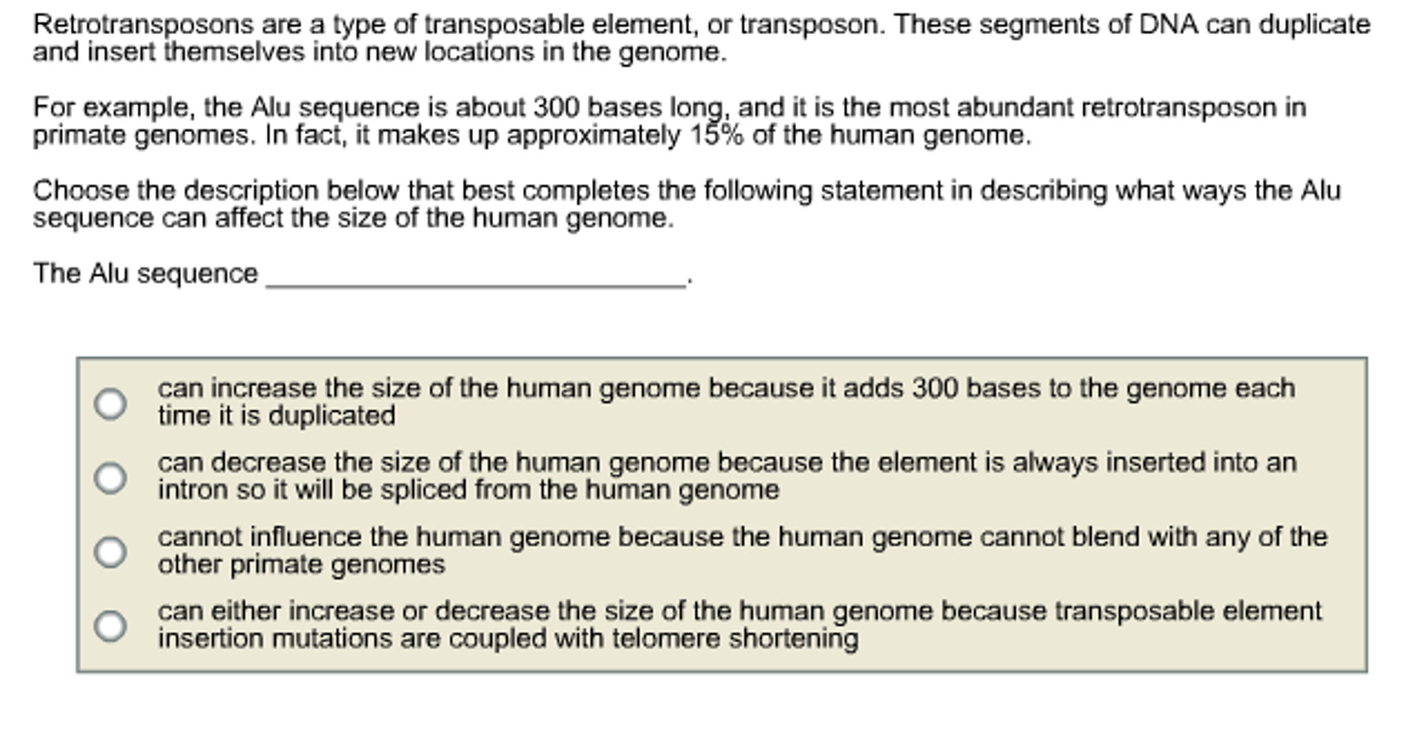 Solved Retrotransposons are a type of transposable element, | Chegg.com
