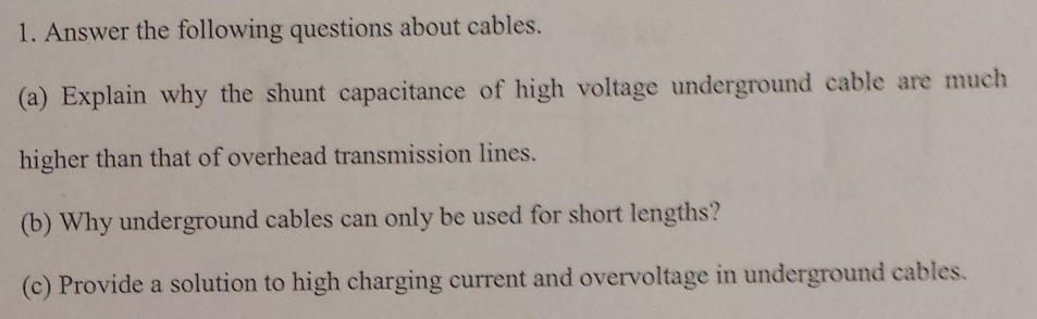 Solved Answer the following questions about cables. Explain | Chegg.com