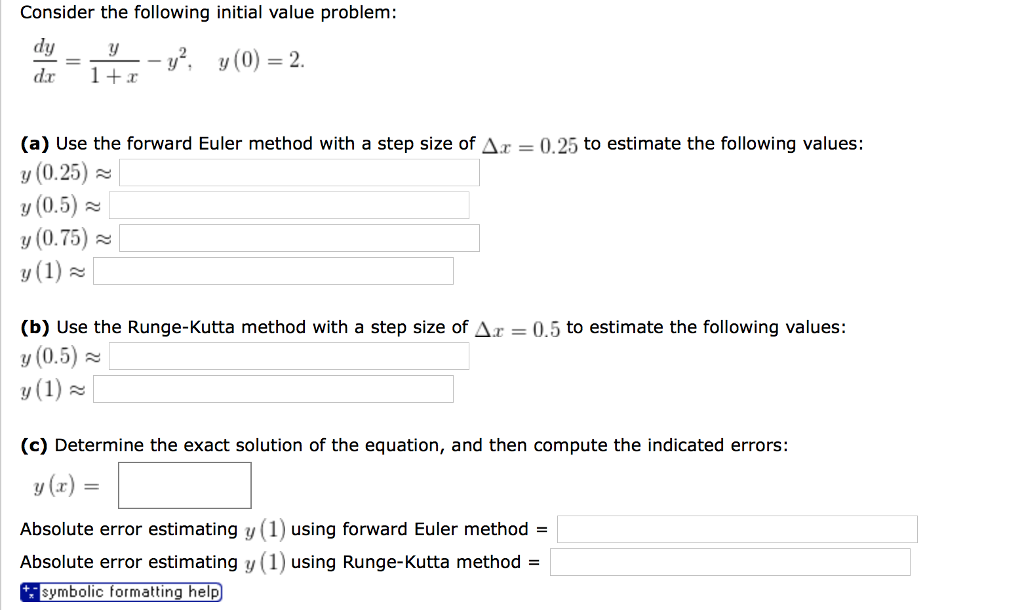 Solved Consider the following initial value problem: dy = | Chegg.com