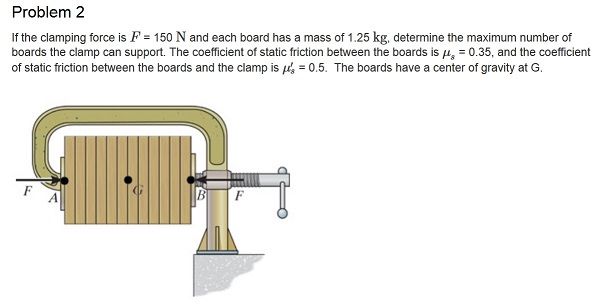 Solved Problem 2 If the clamping force is F 150 N and each | Chegg.com