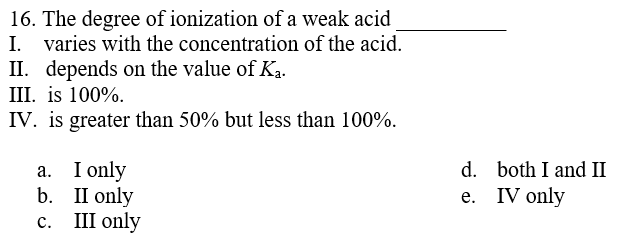 Solved The degree of ionization of a weak acid varies with | Chegg.com
