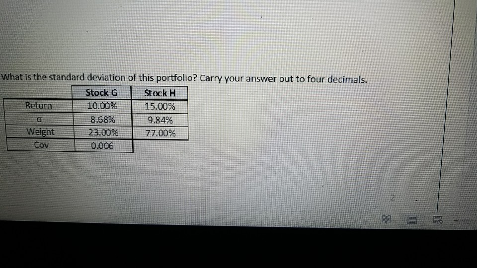 Solved What is the standard deviation of this portfolio? | Chegg.com