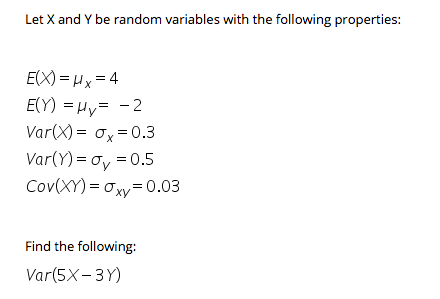 Solved Let X and Y be random variables with the following | Chegg.com