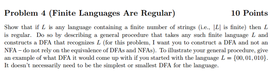 Solved Show that if L is any language containing a finite | Chegg.com