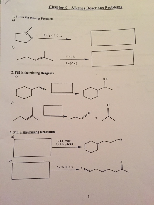 Solved fill in the missing products: | Chegg.com