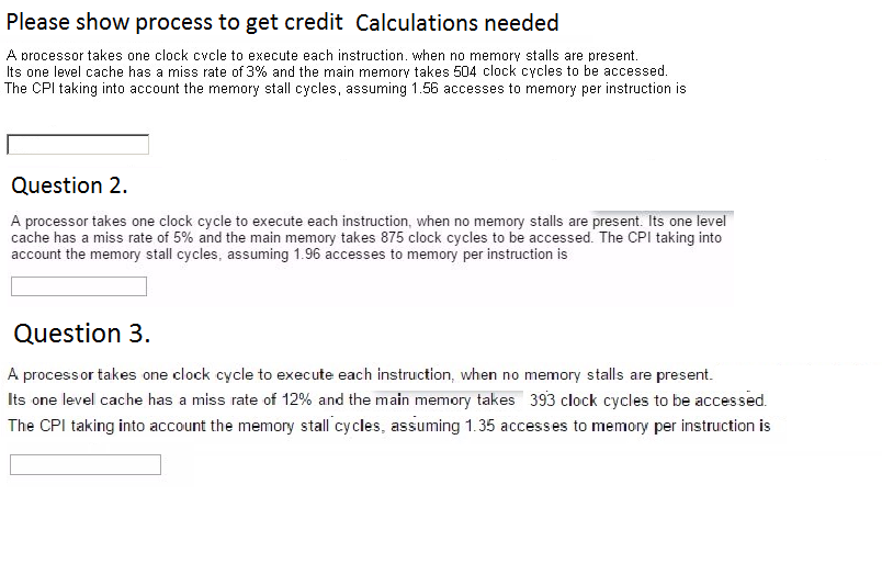 Solved A processor takes one clock cycle to execute each | Chegg.com
