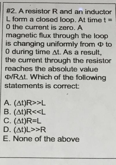 Solved A resistor R and an inductor L form a closed loop | Chegg.com