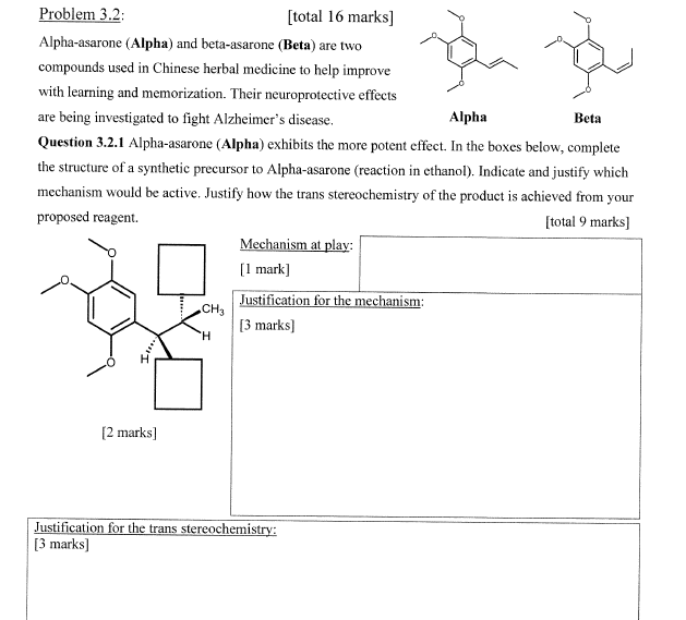 Solved Alpha-asarone (Alpha) and beta-asarone (Beta) are two | Chegg.com