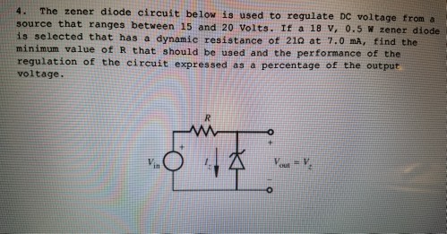 Solved The zener diode circuit below is used to regulate DC | Chegg.com