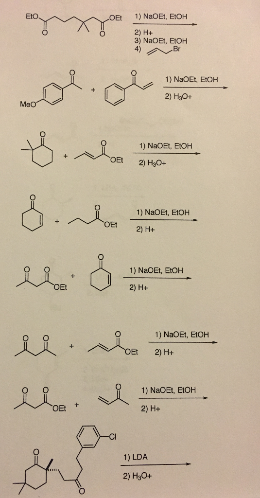 Solved Eto OEt 1) NaOEt, EtOH 2) H+ 3) NaOEt, EtOH 1) NaOEt, | Chegg.com