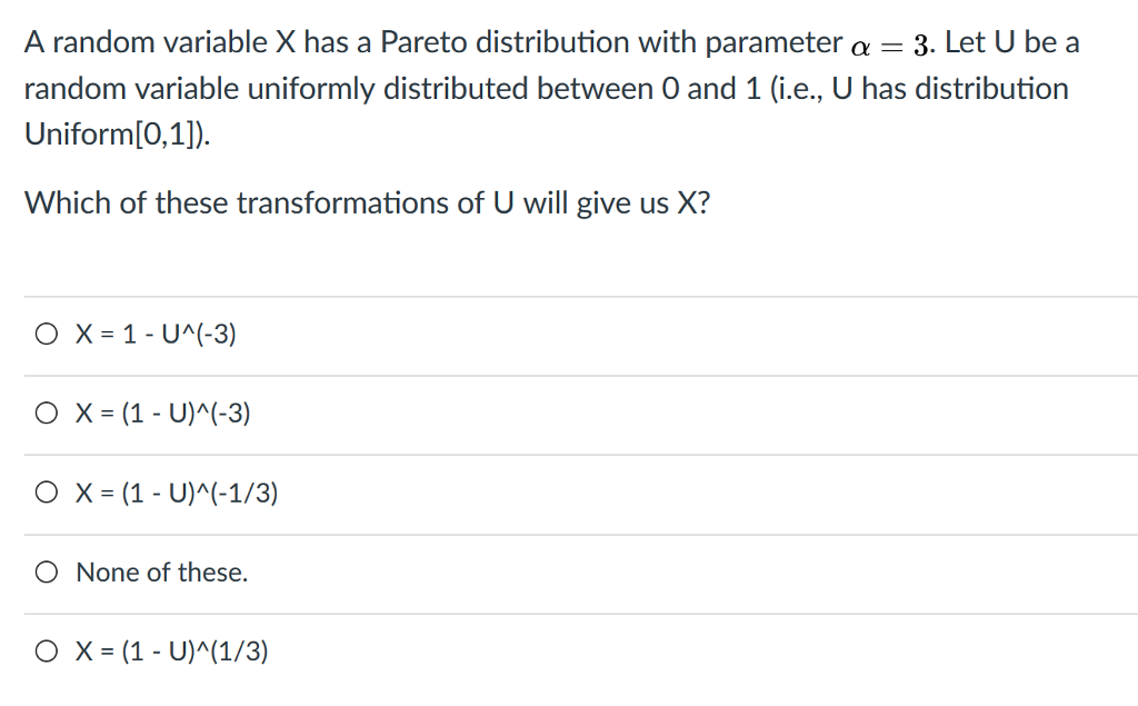 Solved A random variable X has a Pareto distribution with | Chegg.com Solved A random variable X has a Pareto distribution with | Chegg.com