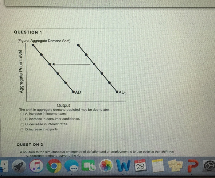 Solved QUESTION 1 Figure: Aggregate Demand Shift) 哎 AD AD | Chegg.com