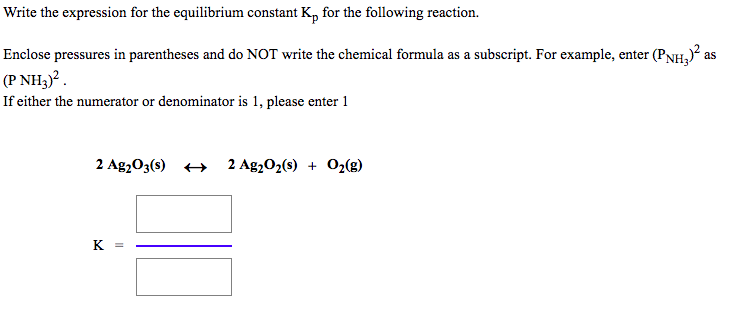 Solved Write the expression for the equilibrium constant Kp | Chegg.com