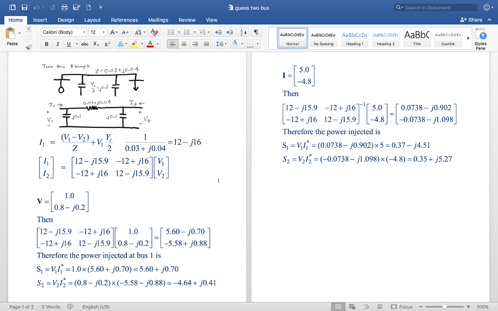Solved Matlab Code For Guess Two Bus Power Flowthe Question 3704