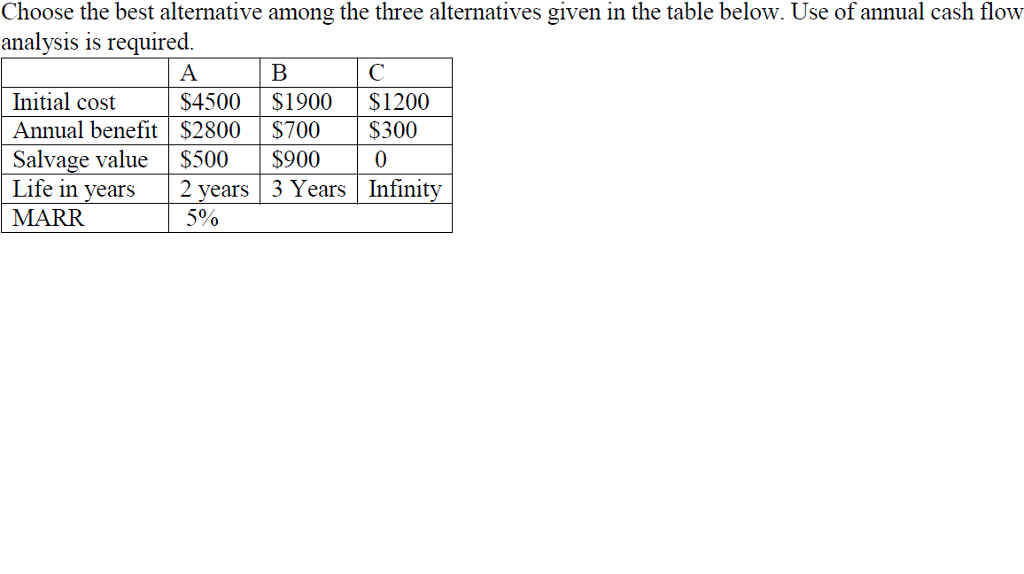 Solved Choose the best alternative among the three | Chegg.com