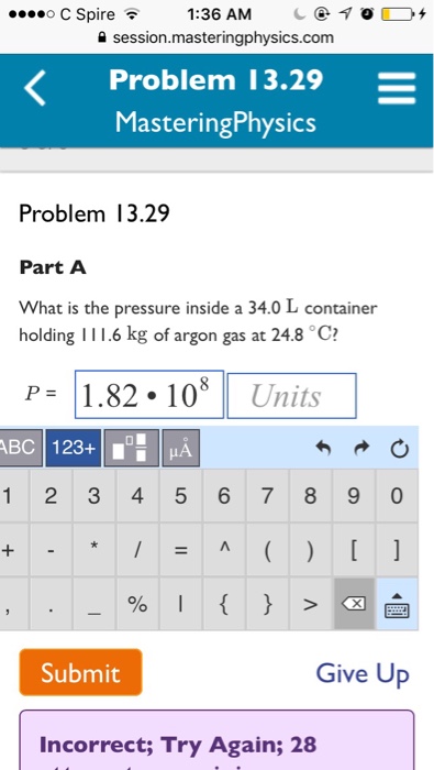 Solved What is the pressure inside a 34.0 L container | Chegg.com