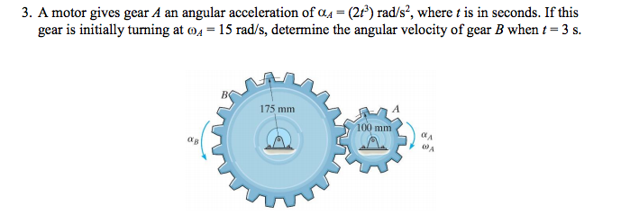3. A motor gives gear A an angular acceleration of | Chegg.com