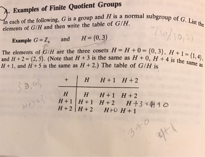 Solved Examples of Finite Quotient Groups In each of the | Chegg.com