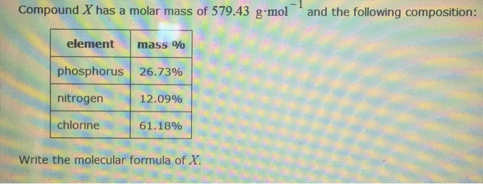 Solved Compound X has a molar mass of 579.43 g mol^-1 and | Chegg.com