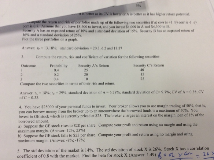 Solved Compute the return and risk of portfolios made up of | Chegg.com
