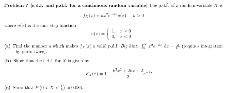 Solved The p.d.f. of a random variable X is where u(x) is | Chegg.com