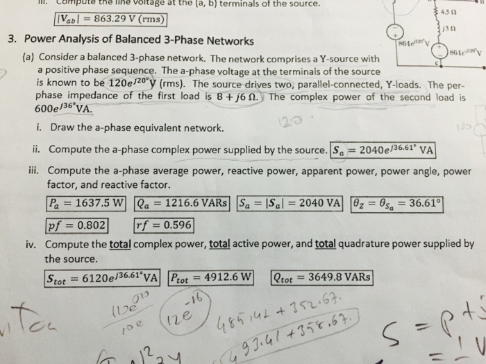 Solved Consider a balanced 3-phase network. The network | Chegg.com