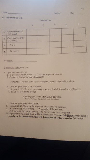Solved 41 Procedure L Calibration Curve 1) Using the table | Chegg.com