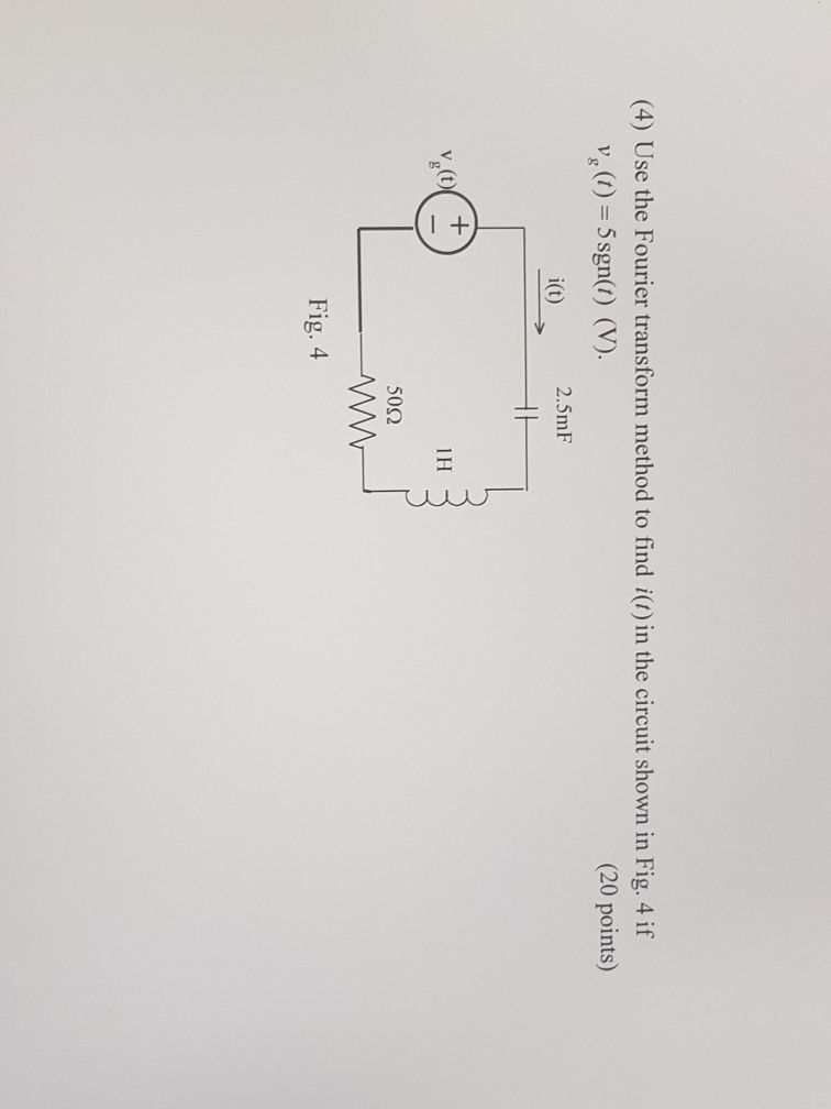 Solved (4) Use the Fourier transform method to find i(t) in | Chegg.com