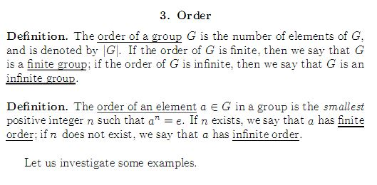 Solved Order Definition. The order of a group G is the | Chegg.com