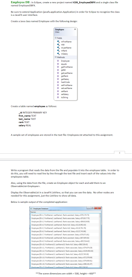Employee DB: In Eclipse, create a new praject named | Chegg.com
