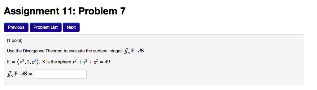 Solved Assignment 11: Problem 7 Previous Problem ListNext (1 | Chegg.com