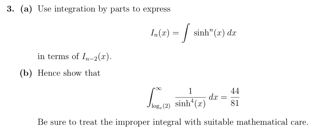 Solved 3. (a) Use integration by parts to express In | Chegg.com