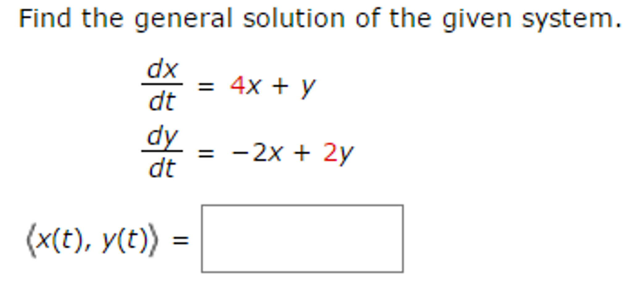 Solved: Find The General Solution Of The Given System. Dx/... | Chegg.com