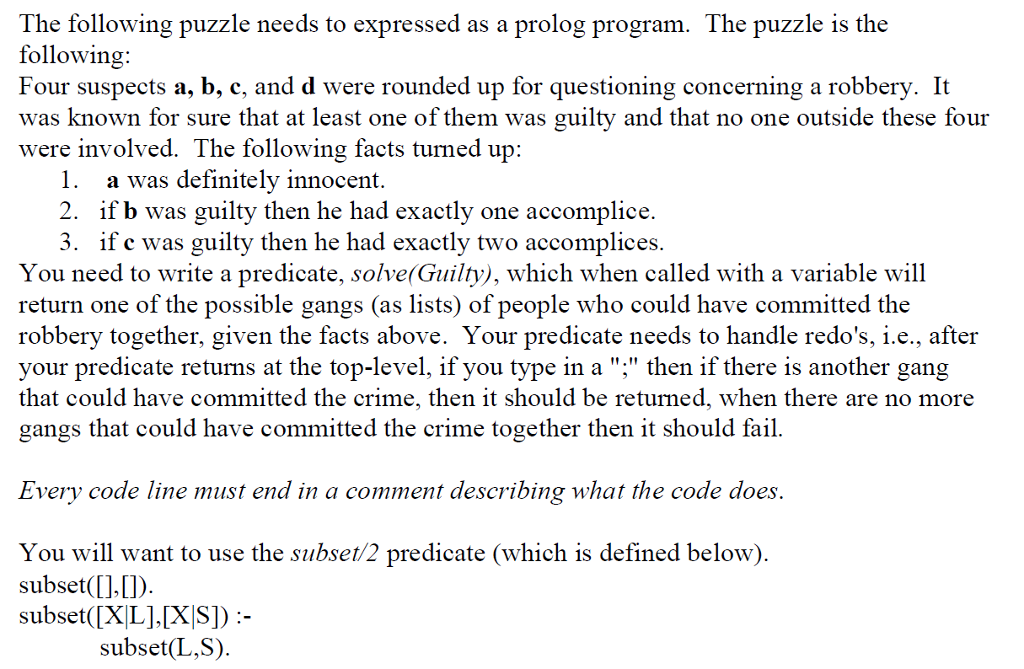 The Following Puzzle Needs To Expressed As A Prolog