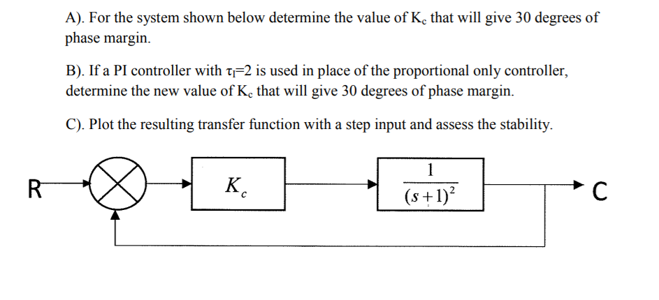 Solved A). For the system shown below determine the value of | Chegg.com