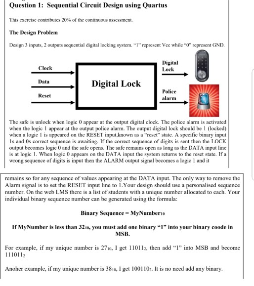 Question 1: Sequential Circuit Design using Quartus | Chegg.com