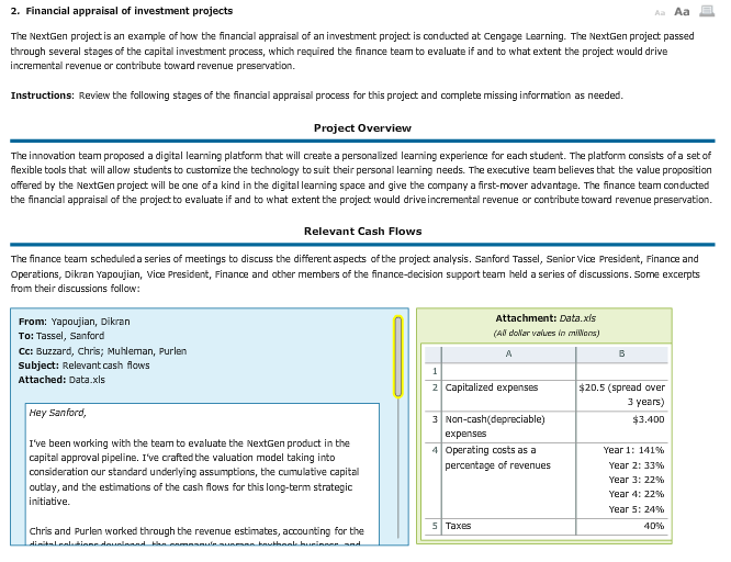 Solved: Aa E, 2. Financial Appraisal Of Investment Project... | Chegg.com