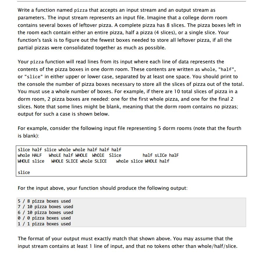 Solved Write A Function Named Pizza That Accepts An Input