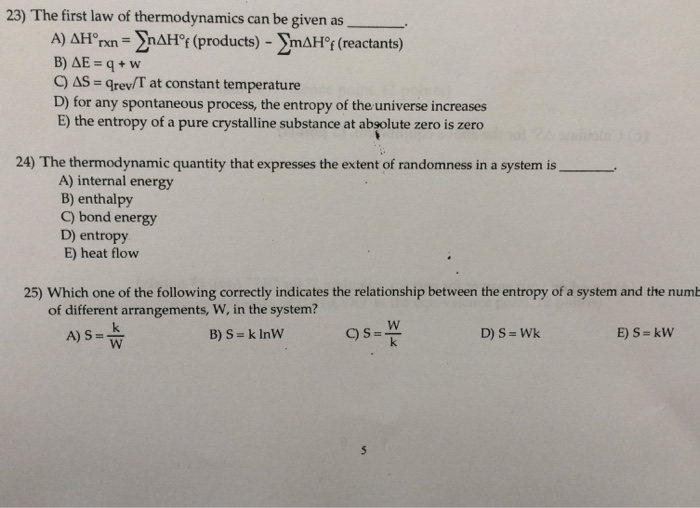 Solved The first law of thermodynamics can be given as_ | Chegg.com